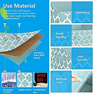 Homyfort Closet Storage Bins, Fabric Organizer Baskets with Handles, Trapezoid Storage Boxes for Organizing, Organization Baskets for Shelf, Clothes, Toys, Baby, Office Supplies, Nursery, Cabinet, Books (3-Pack, Blue)