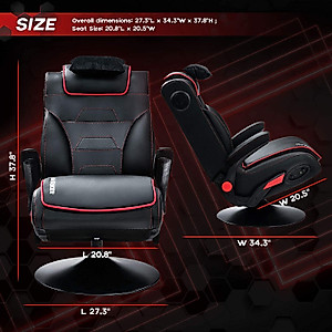 VON RACER Video Game Chair with Speakers, 2.1 Audio Foldable Floor Gaming Chair, Pedestal PC Chair 2 Speakers and 4” Subwoofer