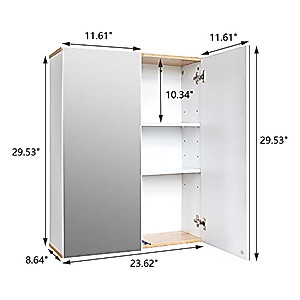 Veryke Bathroom Wall Storage Cabinet Over Toilet, Medicine Cabinet with Double Mirror Door for Bathroom,Living Room