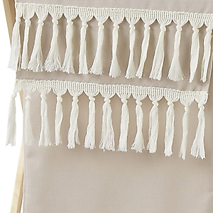 Sweet Jojo Designs Boho Fringe Baby Kid Clothes Laundry Hamper - Gender Neutral Beige Tan Taupe Linen Tassel Macrame for Bohemian Woodland Farmhouse Botanical Leaf Collection