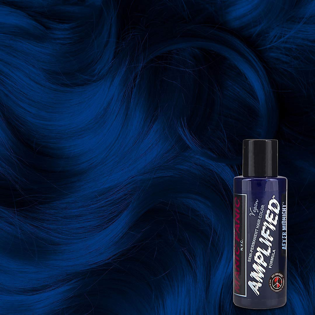 MANIC PANIC After Midnight Hair Color - Amplified - Semi Permanent Hair Dye - Dark Navy Blue - Green Undertones - For Dark & Light Hair - Vegan, PPD & Ammonia-Free - For Coloring Hair on Women & Men