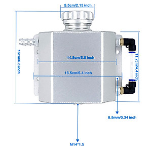 Peopop 1L Universal Aluminum Radiator Coolant Overflow Expansion Tank Recovery Water Tank Reservoir (Silver)