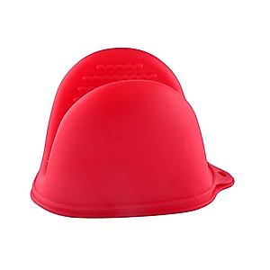 Oven Mitts 1 Pair (2pcs), Mini Oven Mitts Gloves,Kitchen Silicone Heat Resistant Cooking Oven Mitts for Instant Pot or Kitchen Cooking (Red)