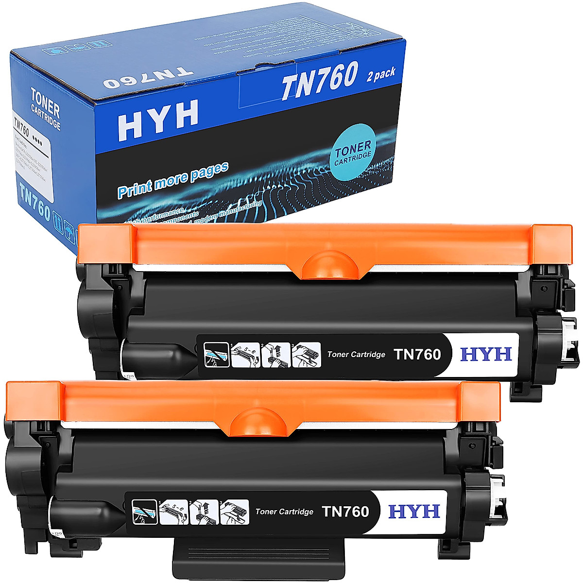 TN760 Toner for Brother Printer,2 Pack TN-760 Toner Cartridge Black High Yield for Brother TN760 TN-760 TN730 TN-730 for HL-L2350dw MF-L2750dw HL-L2390dw MF-L2710dw DCP-L2550dw...