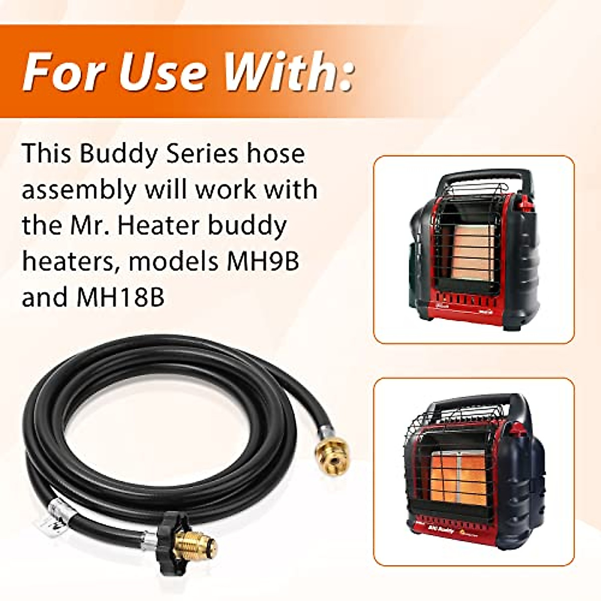 Ximoon F273704 Propane Hose Compatible with Mr. Heater Big Buddy Series Hose Assembly for Many Indoor/Outdoor Portable Propane Appliances, 10-ft