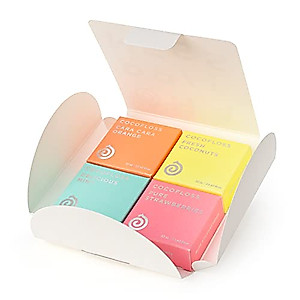 COCOFLOSS Coconut-oil infused luxury dental floss |Dentist Designed|Vegan and Cruelty-Free,GF|Floss Party for Men & Women| 8 month Supply (33 Yds x 4 Units) (coconut, mint, strawberry, orange(4-packs)