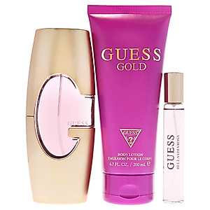 Guess Guess Gold Women 3 Pc Gift Set 2.5oz EDP Spray, 0.5oz Travel Spray, 6.7oz Body Lotion