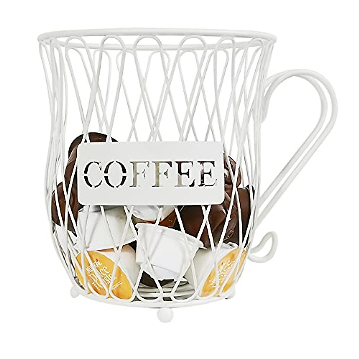 Stegodon White K Cup Holder, 50 Coffee Pod Holder, Large Capacity Kcups Pod Organizer for Coffee Bar Decor, Coffee Pod Storage Basket Accessories for Counter, Office