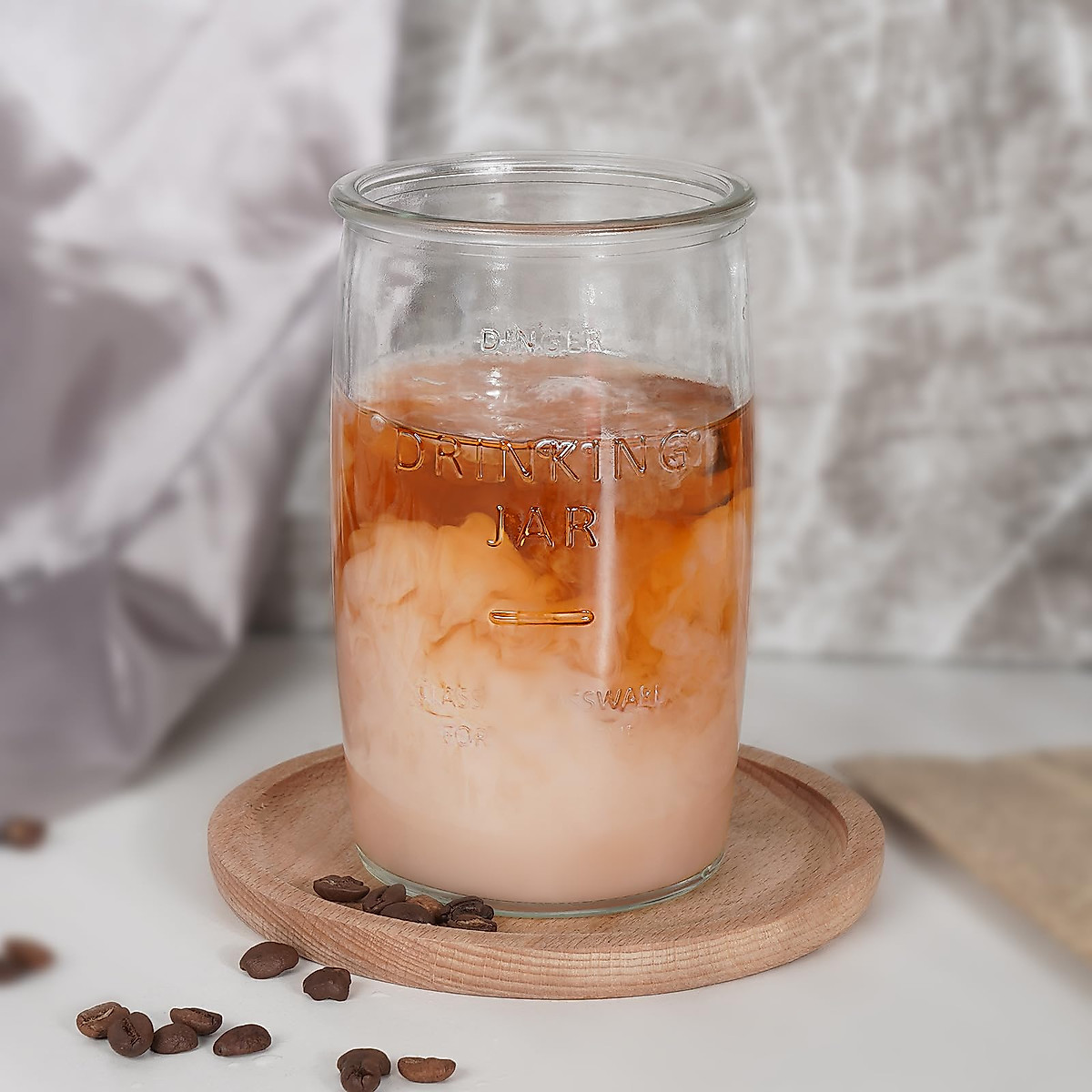 Dingerjar 20 OZ Glass Cup Set of 6, Elegance Modern Simplicity Drinking Glasses Tumblers for Cold Drinks, Cocktails, and Beverages.