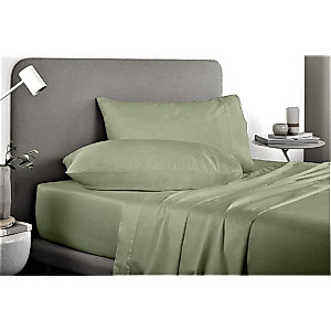 Cottingon,Premium 400 TC 100% Egyptian Cotton Sheet Set 16" Deep,Split King - Sage
