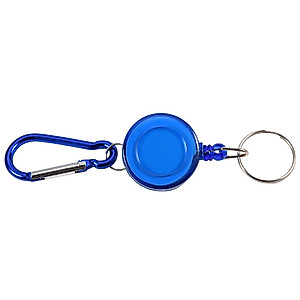 Alomejor Reel Key Chain 3Pcs Heavy Duty Retractable Key Chain Key Reel Key Badge Reel Cord Clip with Nylon Cord Rope Carabiner for Fly Fishing Tool(Blue)