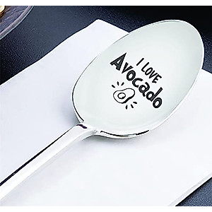 Avocado Lover Gift, Girlfriend Funny Avocado Lover Gift Avocado Gift | Gift For Wife From Husband | Son Gift | Vegan Gift For Men Women - I Love Avocado Engraved Teaspoon Gift - 7 Inch