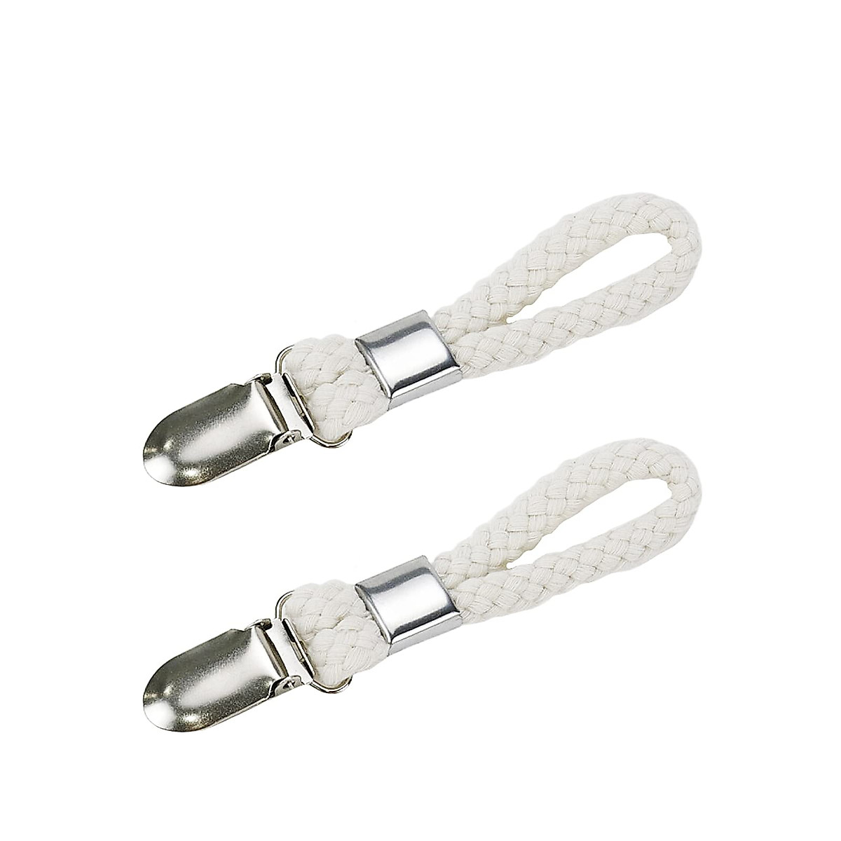 Risbay 2PCS Towel Clips Clothes Pegs Hanging Clip Clamps with Woven Ring Bath Towel Hanging Clips for Kitchen Bathroom Hanging Towels