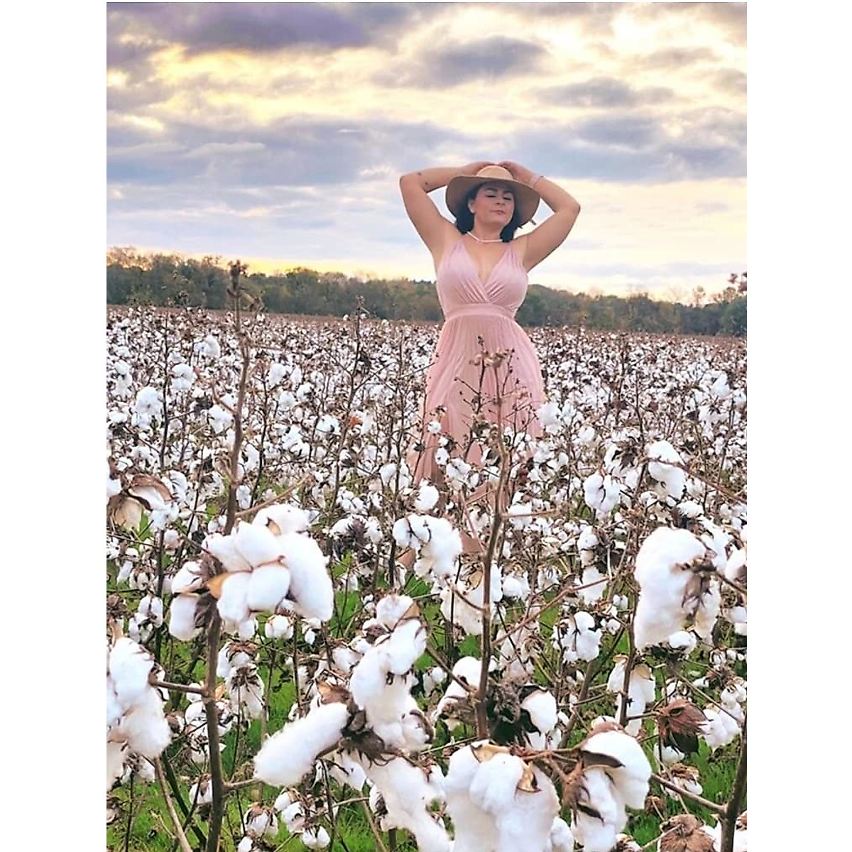 XXTAXN Women's Sexy Deep V Neck Split Cocktail Party Formal Bridesmaid Maxi Dress Pink