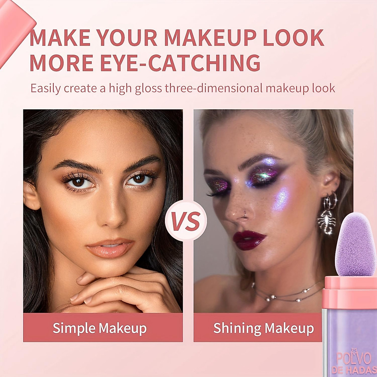 URQT Fairy Dust Highlighting Powder - Full Body Pearlescent Glitter for Face and Eyes, Sparkling Halloween Body Glitter (#01 White Moonbeam)