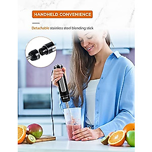 COMMERCIAL CHEF Immersion Blender, Multi-Purpose Immersion Hand Blender with Stainless Steel Blade, Handheld Mixer with 8 Variable Speed Options