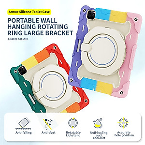 SLLMYYX 360 Degree Swivel 3in1 Shockproof Case for iPad Pro 11 inch 4th/3rd/2nd Gen 2022/2021/2020 with Shoulder Strap & Handle, Colorful Red
