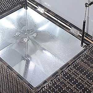 Casart Portable Rattan Cooler Cart, 108 Quart Outdoor Cooling Trolley for Patio & Pool Party, Ice Chest Portable Rolling Patio Cooler