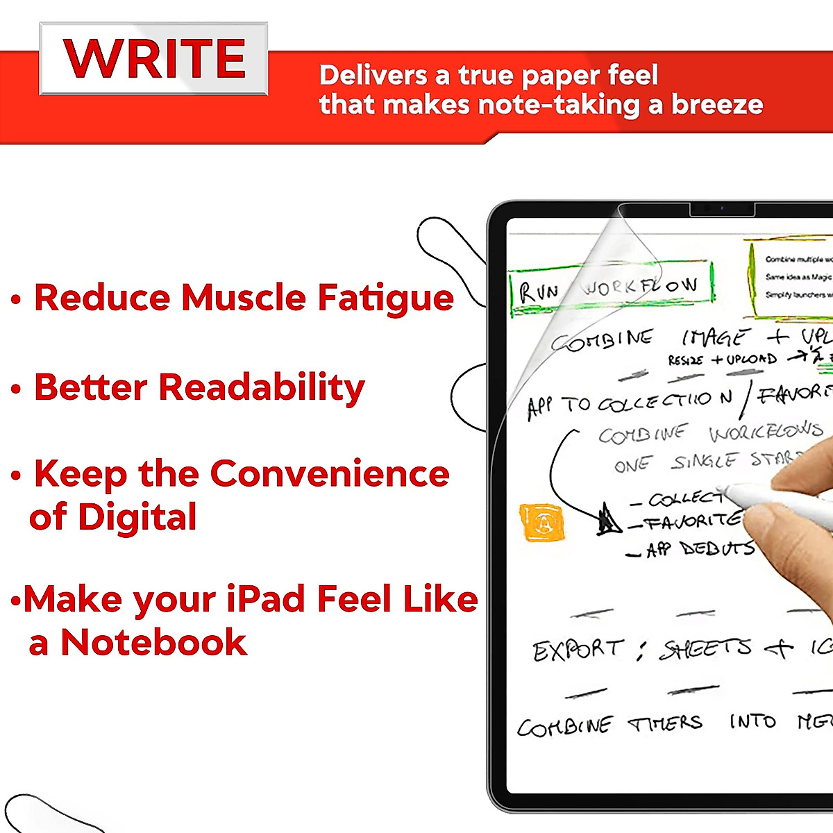 [2 Pack] ZOEGAA Paper Screen Protector Compatible with iPad Pro 12.9 inch (2015/2017), iPad Pro 12.9 1st/2nd Generation Matte Screen Protector for Write and Draw on Paper Film