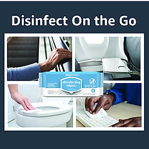 Amazon Brand - Solimo Disinfecting Wipes, Lemon & Fresh Air Scent, Sanitizes/Cleans/Disinfects/Deodorizes, 80 Count (Pack of 4)