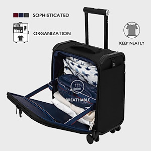 Verage Toledo Underseat Carry On Luggage 15-Inch Softside Small Suitcase with Spinner Wheels & USB Port (Black, Carry-On 15-Inch)