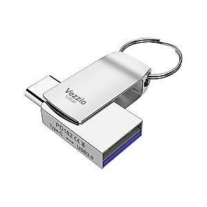 VEZZIO Type C USB Flash Drive, 2 in 1 Dual Port USB3.0 Memory Stick High Speed for Mobile Phone Computer Mac Book (128GB)…