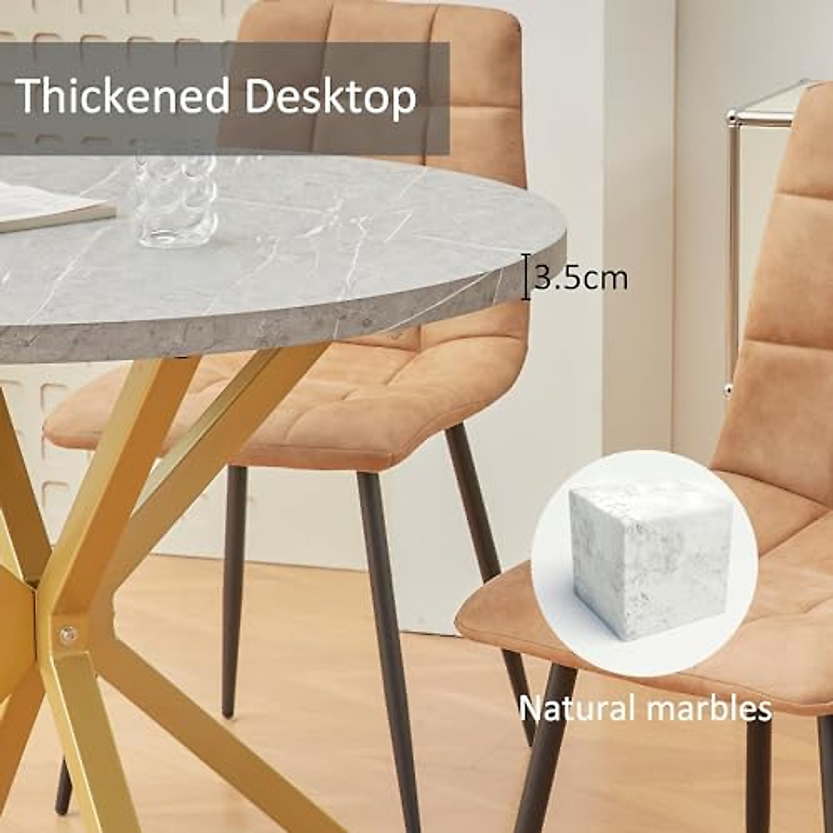 Leisure Coffee Table Modern Marble Effect Table Top Golden Iron Art Mid-Century White Tulip Table Metal Base Pedestal Table for Kitchen Restaurant Living Room Side Table (Color : Grey/Grey)