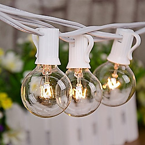 SUNSGNE 25Ft Globe String Lights, G40 Outdoor String Lights with 27 Clear Edison Bulbs, Clear Edison Bulb String Lights for Indoor Outdoor Commercial Decoration-White Wire