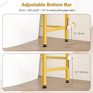 Giantex Over The Toilet Storage Rack, 3-Tier Bathroom Space Saver Organizer with Adjustable Bottom Bar to Fit Most Toilets, Freestanding Above Toilet Storage Rack, Easy Assembly (White + Gold)