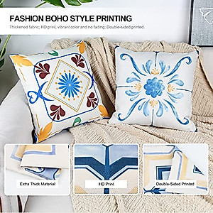 Basic Model Outdoor Waterproof Throw Pillow Covers 18x18 Inch Set of 4, Decorative Floral Cushion Covers for Couch Garden Patio Furniture