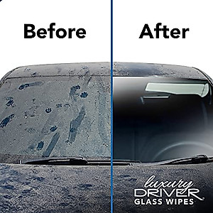 Car Glass Cleaner Wipes for Car interior Cleaning for Glass Wipes for Car Windows for Windshield for Glasses or Mirrors, Kitchen, Home and Auto by Luxury Driver - Ocean Breeze (6 Resealable Packs)