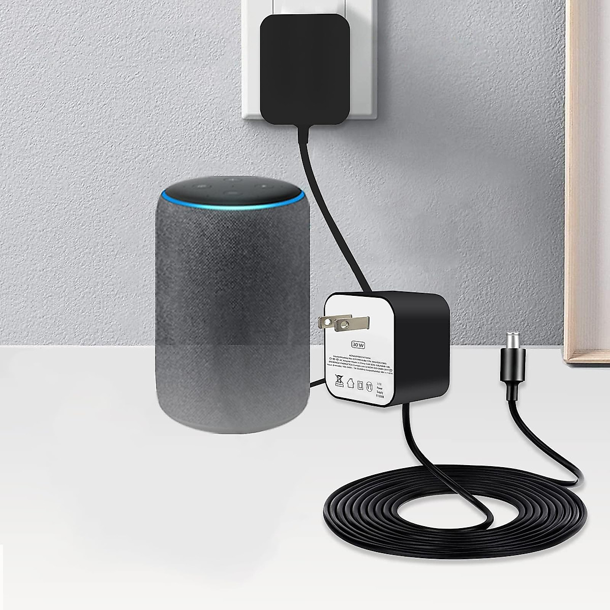 ZTTXL 30W Power Adapter for Echo (4th Gen), Echo (3rd Gen), Echo Show 10 (3rd Gen), Echo Show (2nd Gen), Echo Show 8, and Echo Plus (2nd Gen), 5.8Ft AC Adapter Power Cord