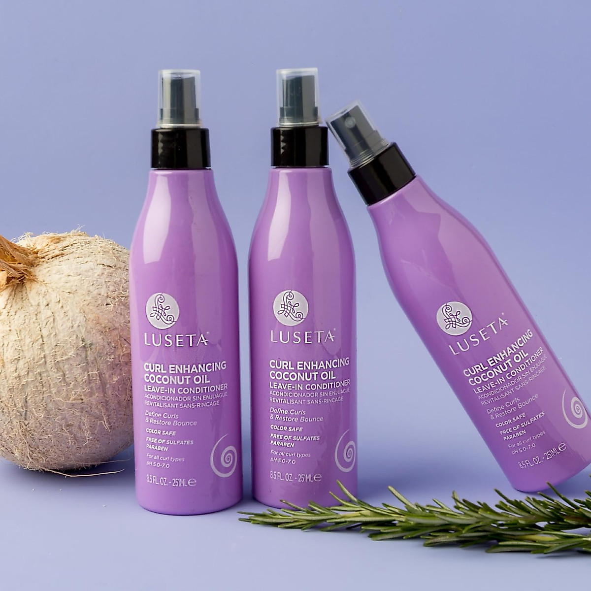 Luseta Leave in Conditioner for Curly with Coconut Oil Promotes Shining, Bouncy, Frizz-free, Sulfate Free Paraben Free 8.5Fl Oz