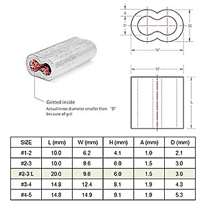 FenceMate Aluminum Alloy Crimp Loop Sleeves #2-3 Long to Splice & Join Metallic Wires or Wire Ropes, Tempered, Gritted with Super Holding Force on High Tensile Wires in Fencing & Hanging, 100pcs/Pack