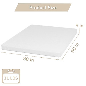 BLKMTY Queen Mattress 5 inch Memory Foam Mattress Cooling Gel Mattress Green Tea Infused Mattress CertiPUR-US Certified for Cooler Sleep Supportive Relief Bed Mattress, White