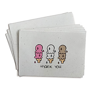 Ice Cream Thank You Cards - 24 Greeting Cards with Envelopes