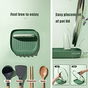 Utensil Rest Holder for Kitchen Cooking, Heat-Resistant, BPA-Free Spoon Rest & Spoon Holder, Creative Kitchen Spatula Rest Organizer for Ladles, Tongs, Forks (Green)