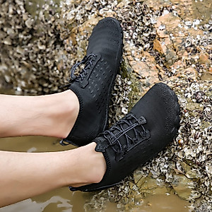 Whatseaso Water Shoes for Women Quick Dry Aqua Barefoot Shoes for Beach Swimming Boating Surfing Diving 8 Women/6.5 Men, Black