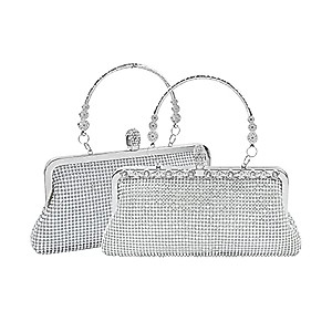 Carwales Silver Clutch Purse Rhinestone Purses for Women Evening Wedding Party Bridal Handbag Elegant Formal Evening Bag(Silver)