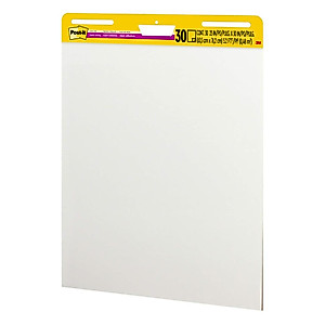 Post-it Super Sticky Easel Pad, 25 in x 30 in, White, 30 Sheets/Pad, 2 Pad/Pack, Large White Premium Self Stick Flip Chart Paper, Sticking Power (559)