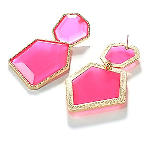 KELMALL Geometric Transparent Resin Statement Earrings for Women Exaggerated Vintage Irregular Drop Dangle Earrings