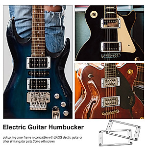 MAXCHEER 2PCS Metal Iron Flat Humbucker Pickup Ring for Electric Guitar Replacement (Chrome)