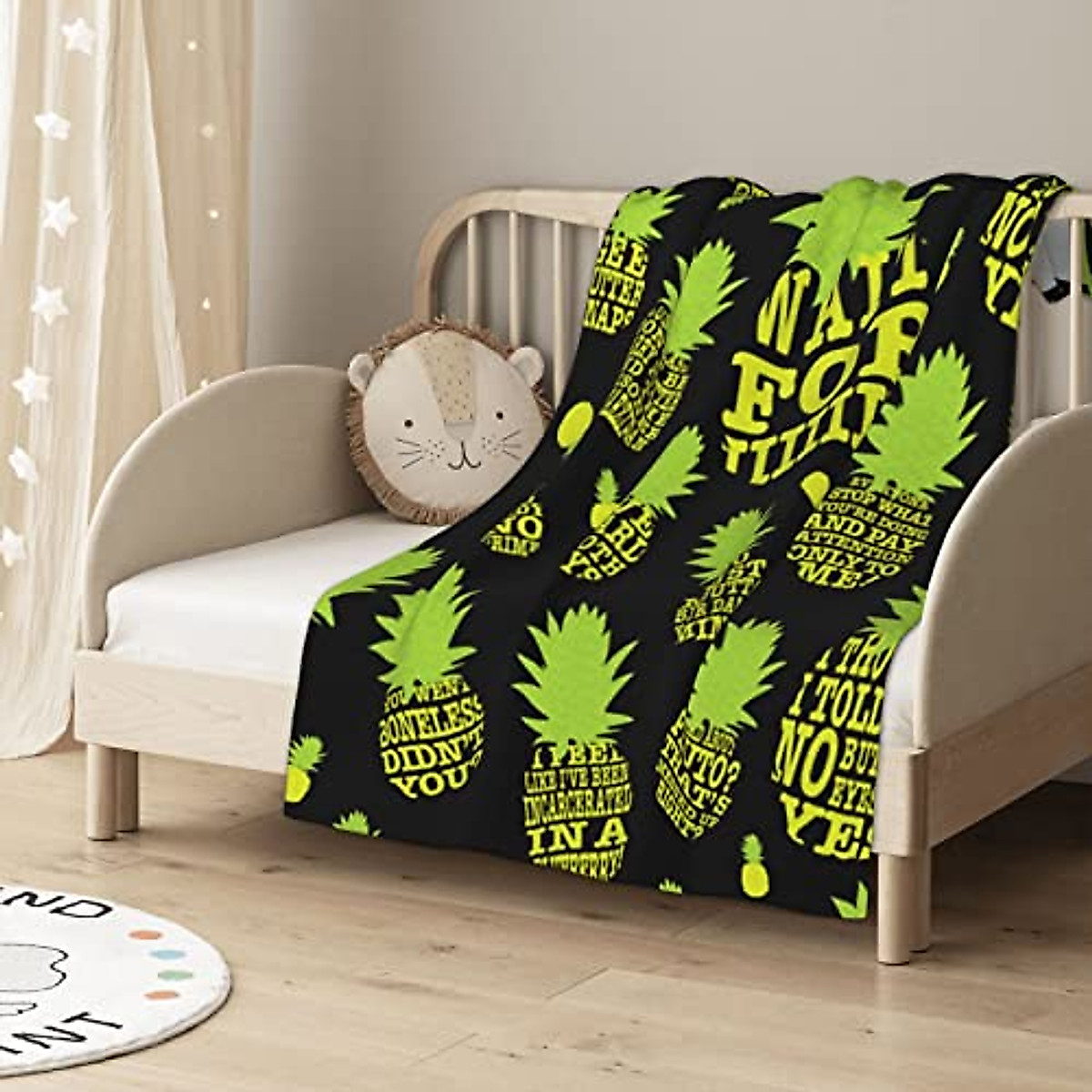 SEAEAGLE Psych Pineapple Quotes Flannel Fleece Blanket Fuzzy Throw Blanket Fluffy Decorative Sheet Couch Mattress