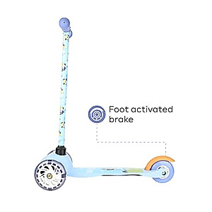 Bluey Self Balancing Kick Scooter with Light Up Wheels, Extra Wide Deck, 3 Wheel Platform, Foot Activated Brake, 75 lbs Limit, Kids & Toddlers Girls or Boys, for Ages 3 and Up