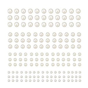 990 Pcs Self Adhesive Pearl Stickers, White Flat Back Pearls Sticker for Face Beauty Makeup Nail Art Cell Phone DIY Crafts Home Decor Scrapbooking Embellishments, 3mm/4mm/5mm/6mm
