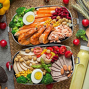 Dailyart Stainless Steel Bento Box, Small Metal Lunch Containers, 304 Stainless Steel Snack Food Containers Metal Bento Box for Kids & Adults, Dishwasher Safe, 550 ml/18.6 oz (Set of 2)