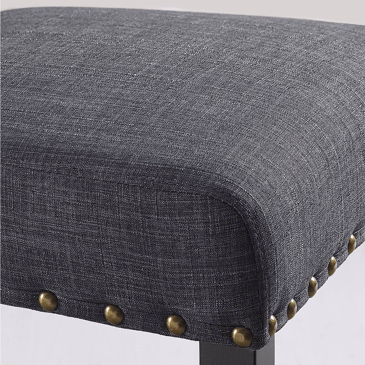 Roundhill Furniture Biony Gray Fabric Counter Height Stools with Nailhead Trim, Set of 2 Biony Fabric Counter Height Dining Bench with Nailhead Trim, Grey