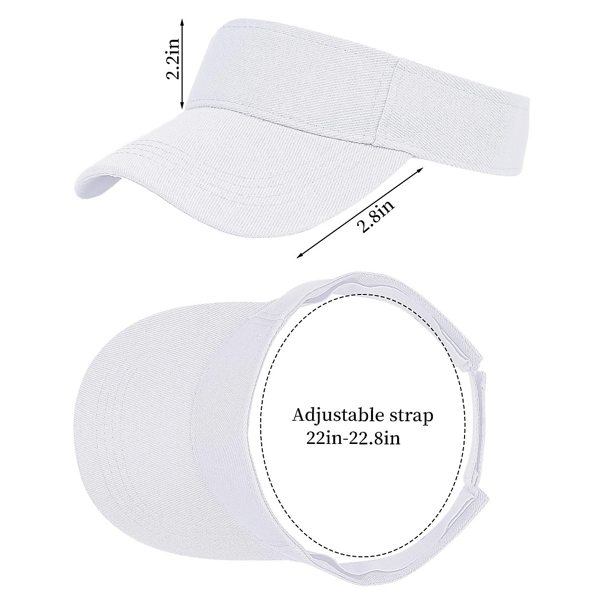 Marrywindix 1 Piece of White Sport Wear Athletic Visor Sun Sports Visor Hat Visor Adjustable Cap for Women and Men (One Size)