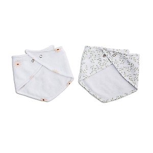 Lulujo Soft Cotton Baby Bib, 2 Pack, Daisies/Greenery