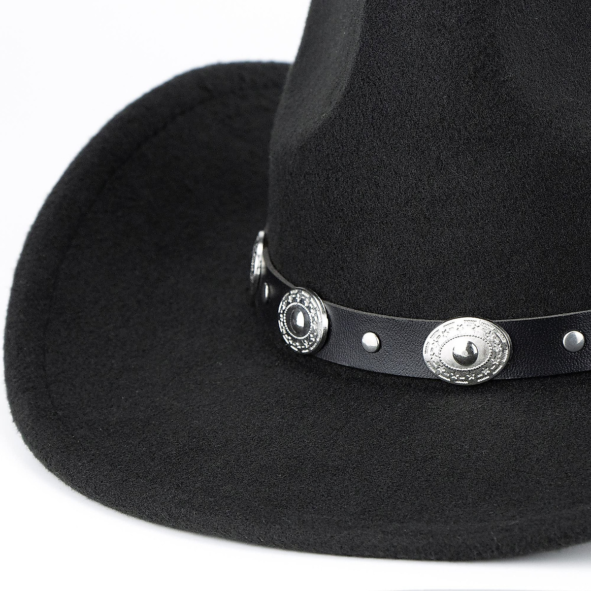 Utaly Womens Felt Western Cowboy Hats for Men Wide Brim Cowgirl Fedoras Hat with Belt Buckle
